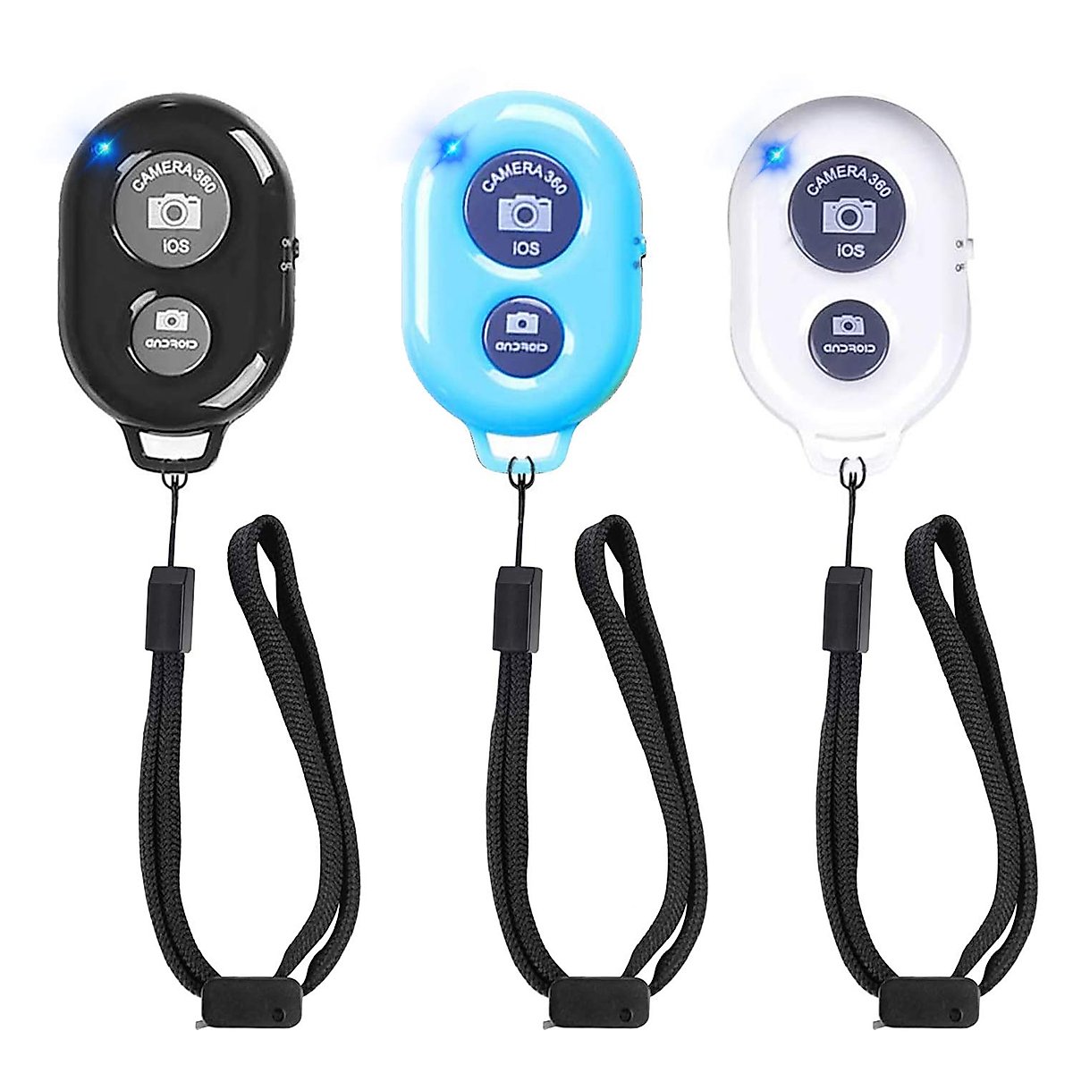 Wireless Remote Shutter for Cellphones and Tablets (3 Pack), AOQIYUE Bluetooth Remote for iPhone/Android Camera Control, Selfie Clicker for Photos and Videos - Wrist Strap Included