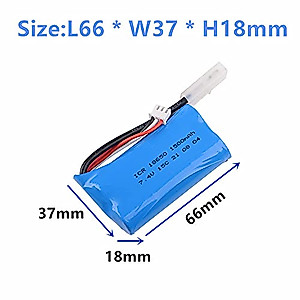 7.4V (2 x 3.7V) 1500mAh Li-ion Battery with Standard Tamiya Connector for HONGXUNJIE HJ806 2.4GHz RC Boat HJ806 Battery 2 Pack with USB Charger