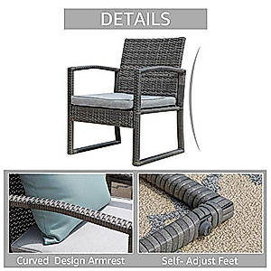 Patiorama 3 Pieces Outdoor Patio Furniture Set, Outdoor Wicker Conversation Set, Patio Rattan Chair Set, Modern Bistro Set with Coffee Table, Garden Balcony Backyard Poolside (Light Gray)