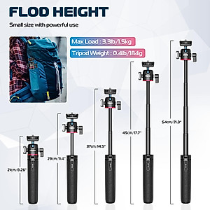ULANZI MT-73 Extension Pole Tripod, Mini Selfie Stick Tripod Stand Handle Grip for Webcam Canon G7X Mark III Sony ZV-1 RX100 VII A6400 A6600 Cameras Vlogging