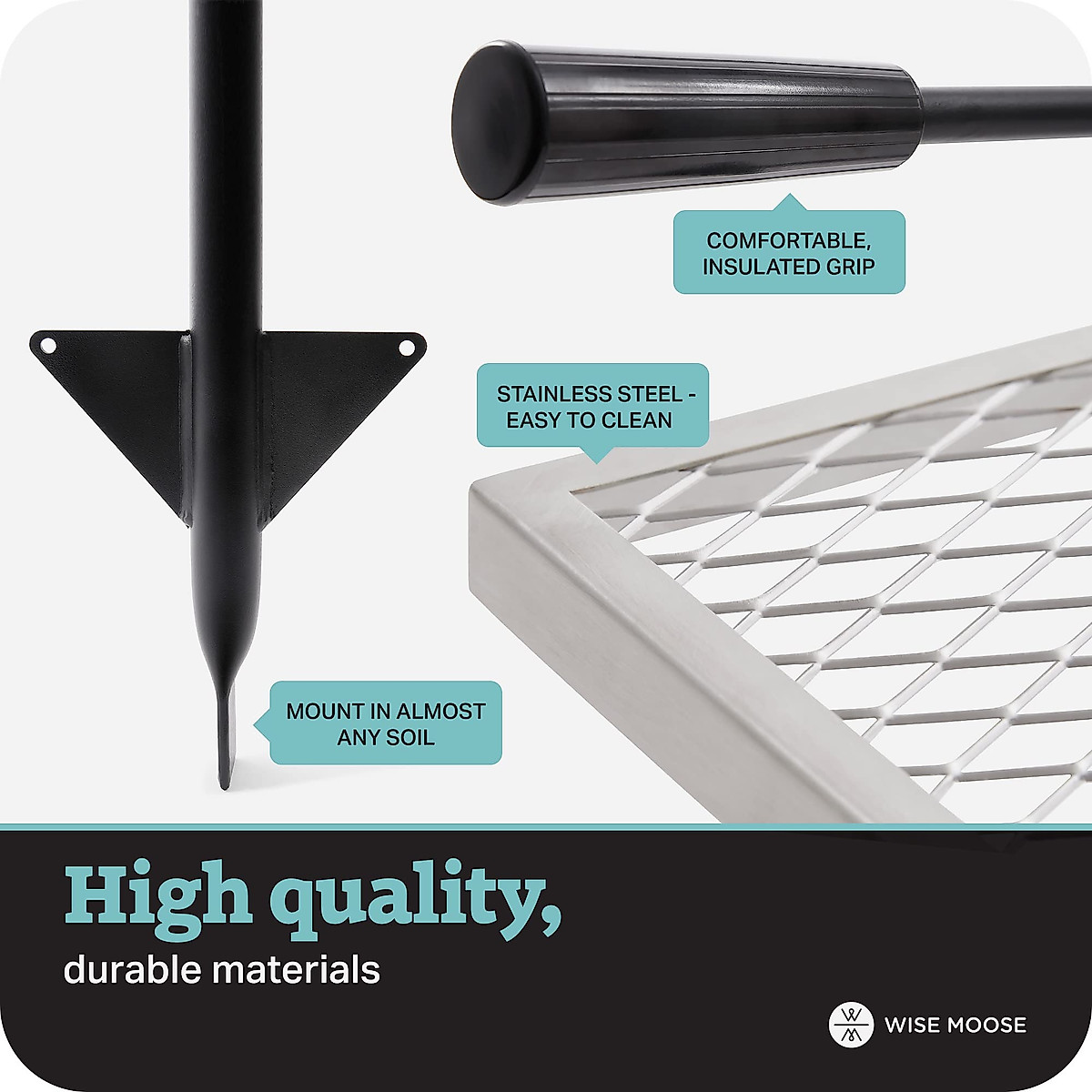 WISE MOOSE Campfire Grill Grate Over Fire Pit - Fire Pit Grill Grate Over Fire Pit, Campfire Cooking Grate, Campfire Grill Adjustable, Firepit Grill Rack Tripod, Campfire Grate Over Fire Pit Camp Fire