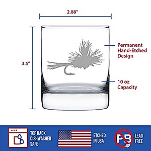 Fly Fishing Whiskey Rocks Glass - Unique Flyfishing Themed Gifts for Fishermen - 10.25 Oz Glasses