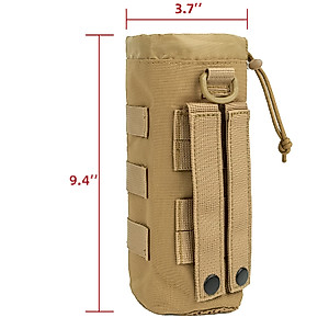 LOOGU Sports Water Bottle Pouch Bag, Molle Water Bottle Holder with Drawstring Open Top & Mesh Bottom, Travel Mesh Water Bottle Bag Tactical Hydration Carrier