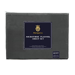 Marquess Microfiber Flannel Sheet Set-Ultra Soft & Comfortable 4 Pieces Sheet, Breathable & Luxury Warm Bedding Collection, Fade Resistant & Easy Care((CHARCOAL, FULL)
