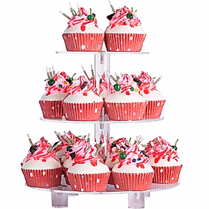 3 Tier Cake Stands, Bhbuy Transparent Round Acrylic Macaron Multifunction Display Cupcake Stands for Wedding Christmas Birthday Party Bakery Decor