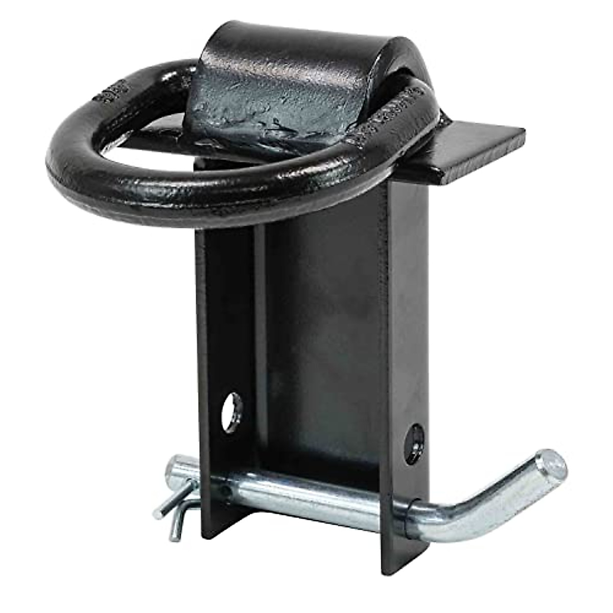 Mytee Products (4 Pack) Heavy Duty Adjustable Trailer Stake Pocket -Small 5/8 Inch Forged D Ring Black Powder Coated w/ 1/2" Hitch Pin, Load Limit 5400 lbs; 2 Adjustable Holes | Stake Pocket D-Ring