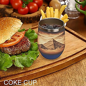 WYUSPGK 304 Stainless Steel Insulated Cup, Vintage Great Egyptian Pyramid Print Smooth Rim, Durable & Reusable - Perfect for Office, Home, And Travel