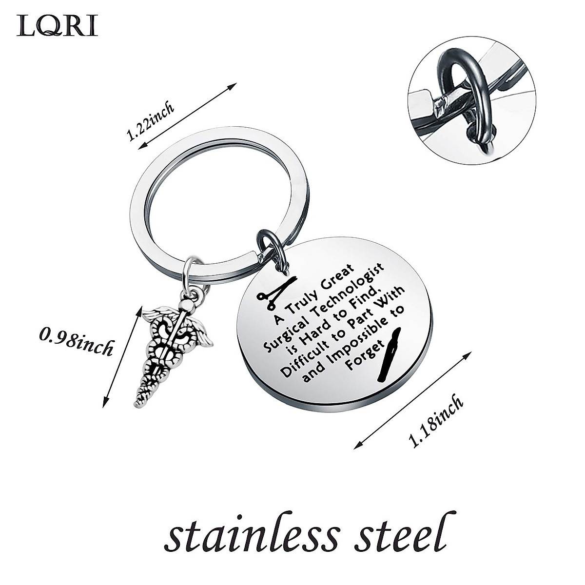 LQRI Surgical Technologist Gift Surgical Tech Keychain Gift A True Great Surgical Technologist is Hard to Find Keychain Medical Jewelry Surgical Nurse Doctor Gift(sliver)
