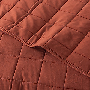Burnt Orange Quilt Queen Size Bedding Sets with Pillow Shams, Red Lightweight Soft Bedspread Coverlet, Quilted Blanket Thin Comforter Bed Cover for All Season Spring Summer, 3 Pieces, 90x90 inches