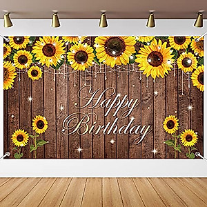 Sunflower Birthday Party Decorations Sunflower Birthday Party Backdrop Rustic Wood Sunflower Floor Cake Table Banner Background for Indoor Outdoor Birthday Party Baby Shower Decorations Supplies