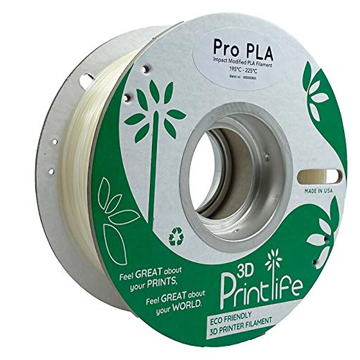 3D Printlife Pro PLA 1.75mm Clear, 1KG of Premium Impact Modified PLA 3D Printer Filament, Dimensional Accuracy < +/- 0.05 mm