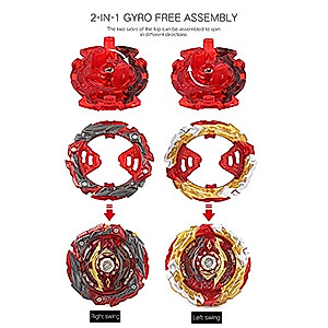 Bey Burst Gyro Toy Set with Arena Great Birthday Gift for Boys Children Kids 6 8 + Metal Fusion Attack Top Grip Blade Set with Battling Game Storage Box 8 Top Burst Gyros 3 Two-Way Launcher 2 Handles