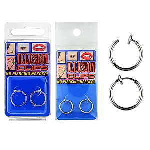 Pierced Owl Spring Loaded Clip On Non-Piercing Cartilage Helix Lip Nose Ring, Sold as a Pair (Diameter Length: 8mm (5/16"))