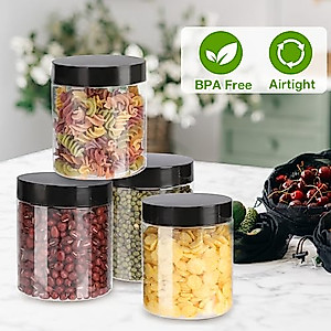 Mfacoy 6 Pack Plastic Jars with Lids, 8 oz Clear Storage Container, Leakproof Plastic Mason Jars, Empty Round Slime Container, Cosmetic Jars for Storing Dry Food, Peanut, Spice, Cookie, Candy