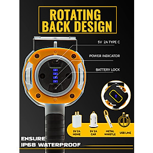 Durapower Rechargeable Spotlight, 300000 Lumens LED Handheld Spotlight, 10000mAh Long Lasting IP68 Waterproof Spotlight Flashlight Portable for Marine Boat Hunting