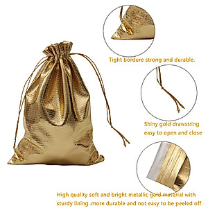BEAVOING Pack of 100 3.54"x4.72" Heavy Duty Gold Drawstring Organza Jewelry Pouches Wedding Party Christmas Favor Gift Candy Chocolate Bags (Gold, 3.54"x4.72")