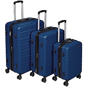 Amazon Basics 3-Piece Set Hardside Spinner, Navy Blue
