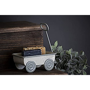 Foreside Home & Garden White Rustic Antique Gray Metal Wagon Soap Dish