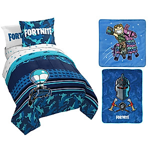 Jay Franco Fortnite Battle Bus 9-Piece Full Bedding Bundle- Includes Bed Set, Throw Blanket, Dec Pillow Cover
