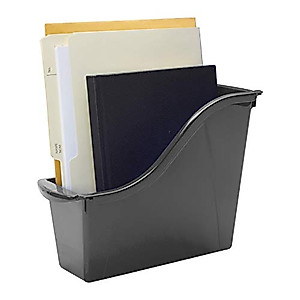 Storex Small Book Bin, 11.75 x 4.5 x 8.5 Inches, Black, Case of 12 (70123E12C)