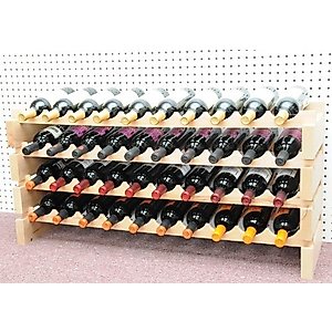 Modular Wine Rack Beechwood 40-120 Bottle Capacity 10 Bottles Across up to 12 Rows Newest Improved Model (40 Bottles - 4 Rows)