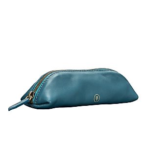 Maxwell Scott - Personalized Womens Luxury Soft Leather Pencil Pen Case - The Felice Nappa - Petrol Blue