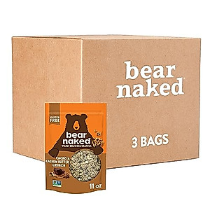 Bear Naked Granola Cereal, Whole Grain Granola, Breakfast Snacks, Cacao and Cashew Butter Crunch (3 Bags)