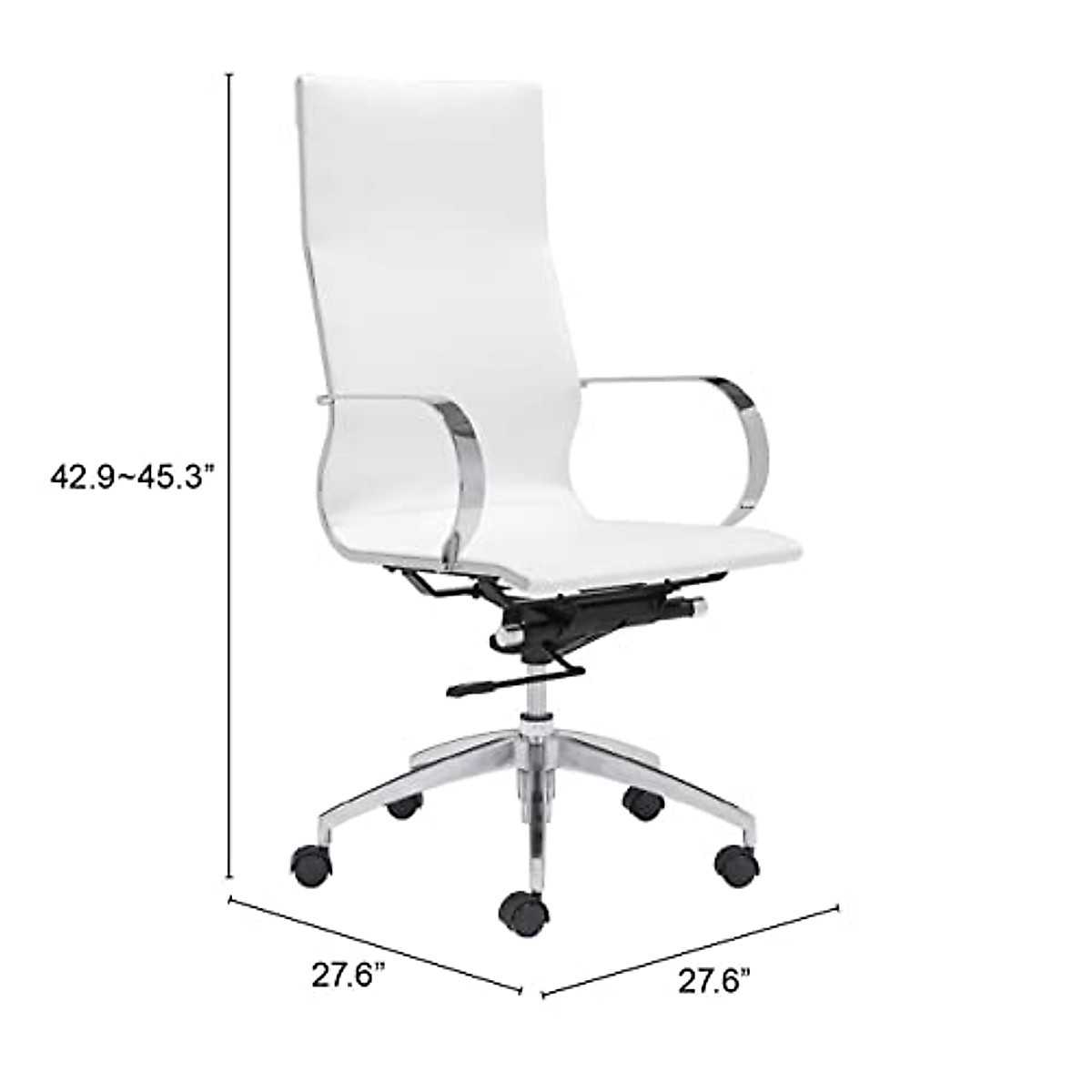 Zuo Glider Hi Back Office Chair, White