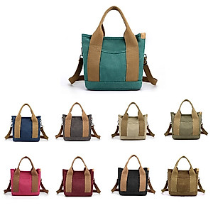 XLXLbb Small Satchel Bag Stylish Mini Tote Shoulder Handbag Canvas Hobo Bag for Women Zipper Organizer Pockets Beautiful color Canvas Tote Crossbody Bags(Khaki)