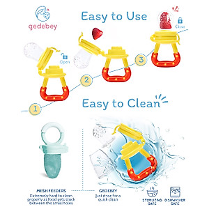 Baby Fruit Food Pacifier Feeder -2 Pack Silicone Baby Feeder Pacifiers | Baby Teether | Baby Mesh Feeder | Silicone Teether Feeder | Feeding Pacifier for Babies | Baby Fruit Teethers (Green&Yellow)