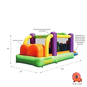 Bounceland Pro Racer Obstacle Bounce House with Dual Slides, Bounce, Climb, Slide All in One, UL 1 HP Blower Included, 19 ft x 9 ft x 7 ft H, Great for Big Party, Fun Racing Game in Teams