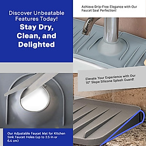 10° Slope Kitchen Sink Splash Guard Behind Faucet | 19.6 in x 5.1 in Slope Sink Faucet Mat Splash Guard | Flexible Kitchen Faucet Splash Guard Accessory | Adaptable Kitchen Splash Guard For Sink