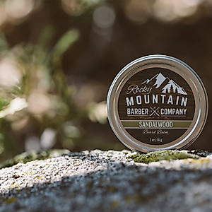 Beard Balm – Sandalwood Blend - Rocky Mountain Barber – with Nutrient Rich Bees Wax, Jojoba, Shea Butter, Coconut Oil – Contains Real Sandalwood Essential Oil