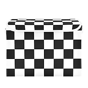 RunningBear Checkerboard Plaid Large Storage Bins with Lid Collapsible Storage Bin Cube Storage Bin Shelves Cloth Baskets for Living Room Bedroom