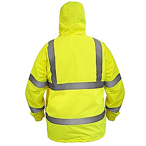 JORESTECH Safety Rain Jacket Waterproof Reflective High Visibility with Interior Mesh Yellow/Lime ANSI Class 3 Level 2 Type R JK-03 (2XL)