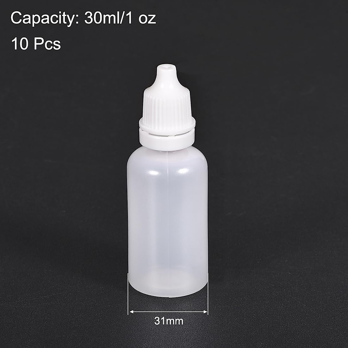 uxcell Plastic Dropper Bottles, 30ml/1 oz Empty Squeezable Dropper Bottle with Cap, White, Pack of 10
