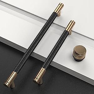 KNOKLOCK 10 Pack 7.5 Inch(192mm) Kitchen Cabinet Handles Matte Black and Champagne Bronze Knurled Cabinet Pulls Kitchen Cabinet Hardware Drawer Pulls for Dresser Cupboard Wardrobe