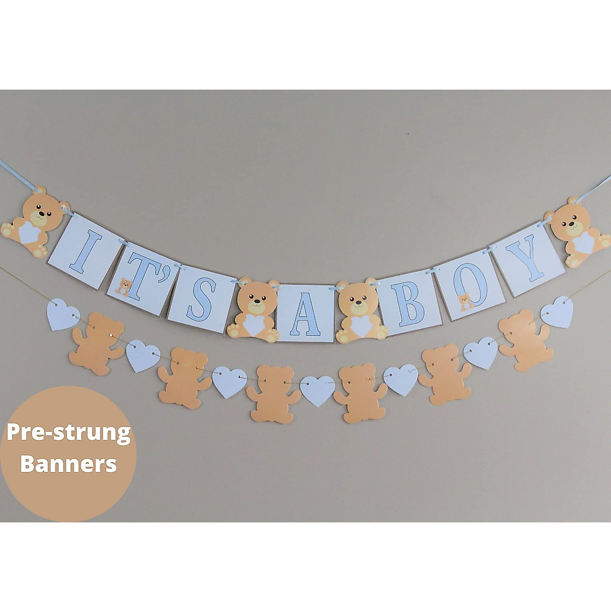 Teddy Bear Baby Shower Decorations For Boy- Bear themed 121pcs Brown Blue Balloon Garland Arch Kit, It’s A Boy Banner, Teddy Bear Stickers, Coffee Boho Balloon Arch, Gender Reveal