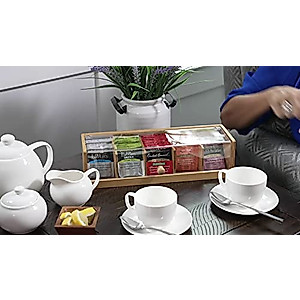 Lipper International 8187 Bamboo Wood and Acrylic Tea Box with 5 Sections, 14" x 5" x 3-3/4"