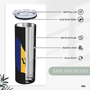 LIICHEES Barbados Terrain Map Stainless Steel Vacuum Insulated Tumbler 20oz Coffee Cups Travel Mug Water Cup with Metal Straw Cleaning Brush