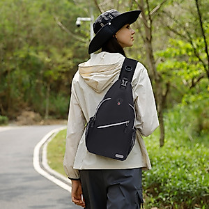 MOSISO Sling Backpack, Multipurpose Crossbody Shoulder Bag Travel Hiking Daypack, Black, Medium