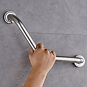 ROVATE Shower Angled Grab Bar, Bathroom Safety 17-Inch Stainless Steel Bathtub Grip, Chrome