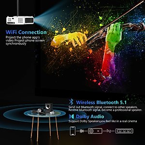 [Auto Focus/Keystone]Smart Projector 4K with Android TV.1200ANSI 4K+ Projector with WiFi 6 & Bluetooth 5.2 .Home Movie Outdoor Projector with Netfix/Prime Bulit-in,20W Speakers,50%Zoom.500"display