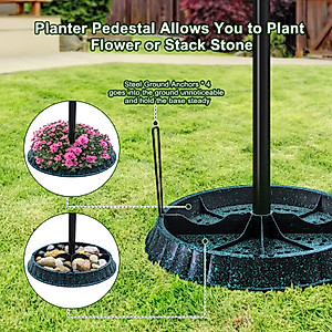 GESAIL Bird Baths for Outdoors, Lightweight Plastic Planter Pedestal Bird Bath with Metal Stake Decoration Bird Bath Planter for Lawn Patio Yard Garden, Spotted Green