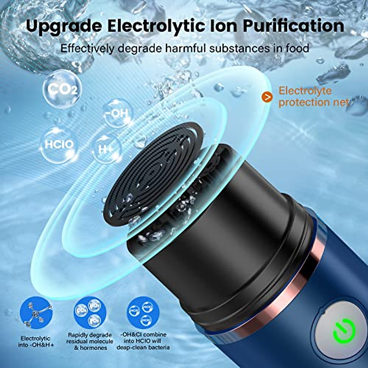 Fruit and Vegetable Washing Machine, Fruit and Vegetable Cleaner Device, Kitchen Gadget Food Purifier for Deep Cleaning Fruits, Vegetables, Rice, Meat and Tableware (Blue)