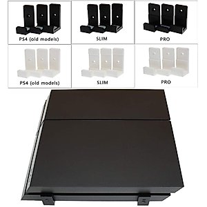 New Game Storage Set Bracket Wall Mount Console Stand Controller Holder Host Rack(1 set-For PS4 Slim,black)