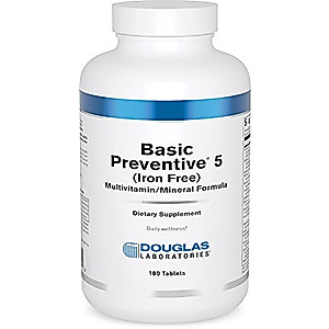 Douglas Laboratories Basic Preventive 5 | Iron-Free Highly Concentrated Vitamin, Mineral, Trace Element Nutritional Supplement with Antioxidants | 180 Tablets