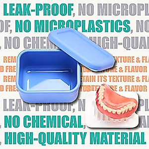 LOSAND FLEXCASE – Denture Baths That Never Leak – Leakproof Airtight Lids Denture Cup – Non Toxic Food Grade Platinum Silicone Retainers Case – Assorted Colors – (BLUE)