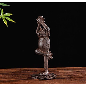 BRASSTAR Cast Iron Frog Prince Dance Statue Paperweight Fantastic Figurine Garden Lawn Home Office Desk Decor Collectible Gift PTWQ014