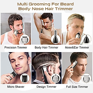 Beard Trimmer, Cordless Hair Clippers for Men Body Hair Trimmer, Mustache Nose Facial Cutting Groomer, Waterproof Electric Shaver 11 in 1 Grooming Kit, USB Rechargeable & LED Display 1.0 Count